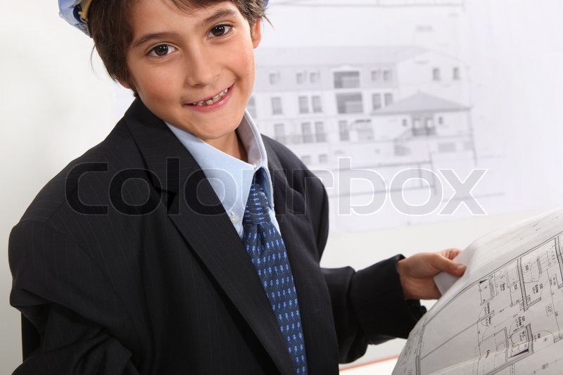 Cute little boy dressed as an architect | Stock image | Colourbox