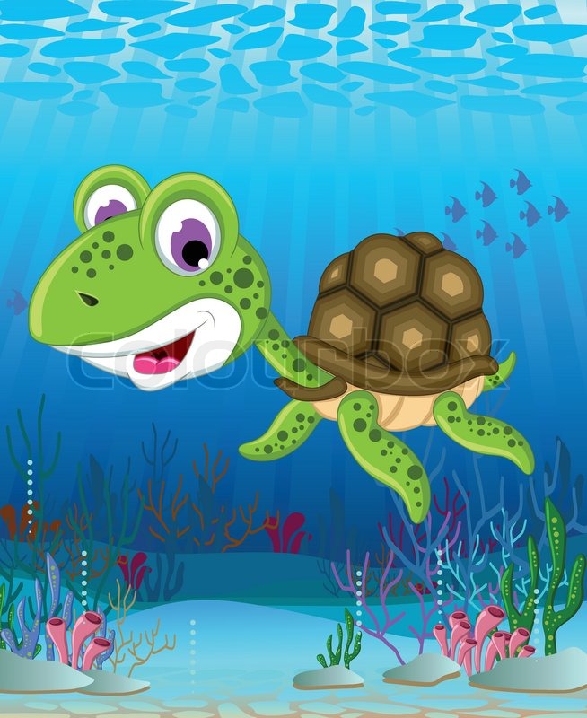 Vector illustration of turtle cartoon ... | Stock vector | Colourbox