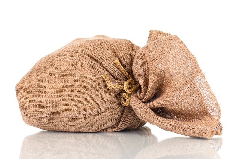 Full small sack, isolated on white ... | Stock image | Colourbox