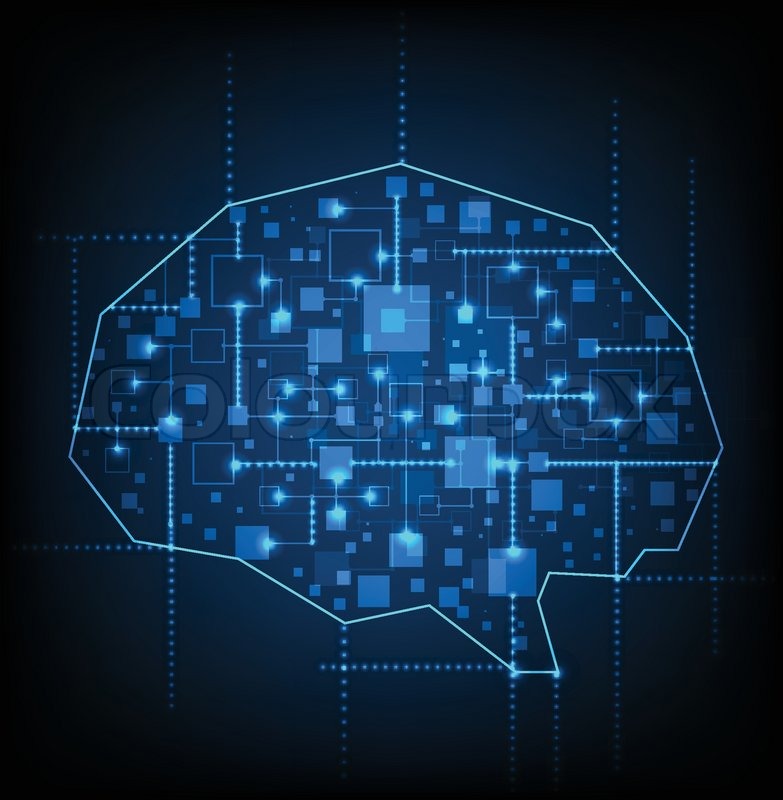 Hi tech brain. Made in style of social ... | Stock vector | Colourbox