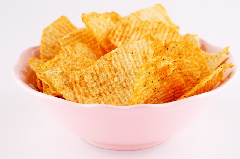 Potato chips in bowl | Stock image | Colourbox