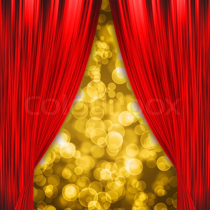 Zwei rote Vorhänge Eröffnung der ... | Stock Bild | Colourbox