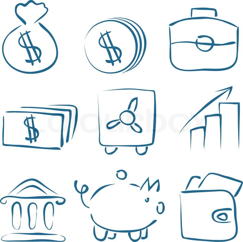 Vector Skizze Geld Symbole | Stock-Vektor | Colourbox