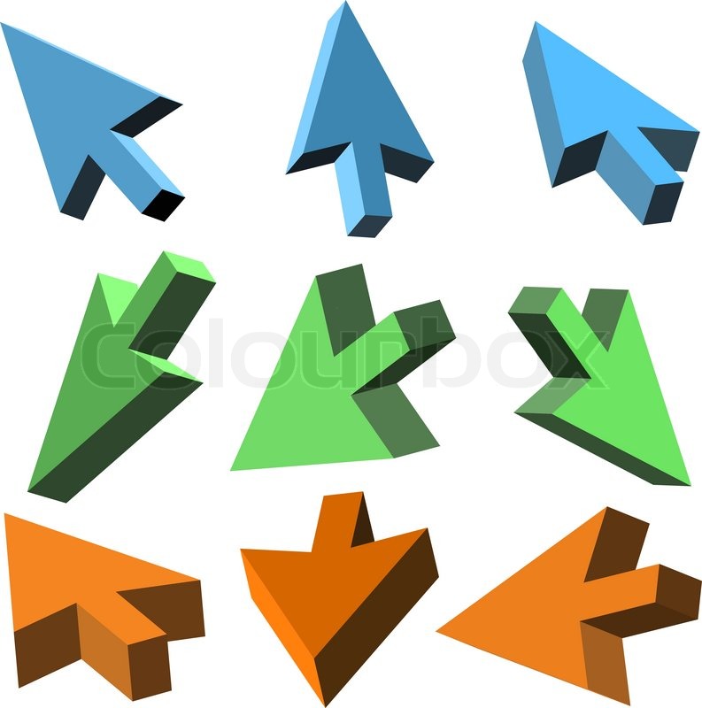Vector 3D cursors on white background | Stock vector | Colourbox