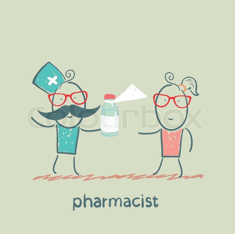 Farmaceut giver medicin til patienten | Stock vektor | Colourbox