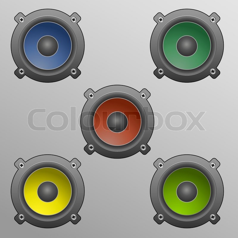 Vector speakers in diffrent colors | Stock vector | Colourbox