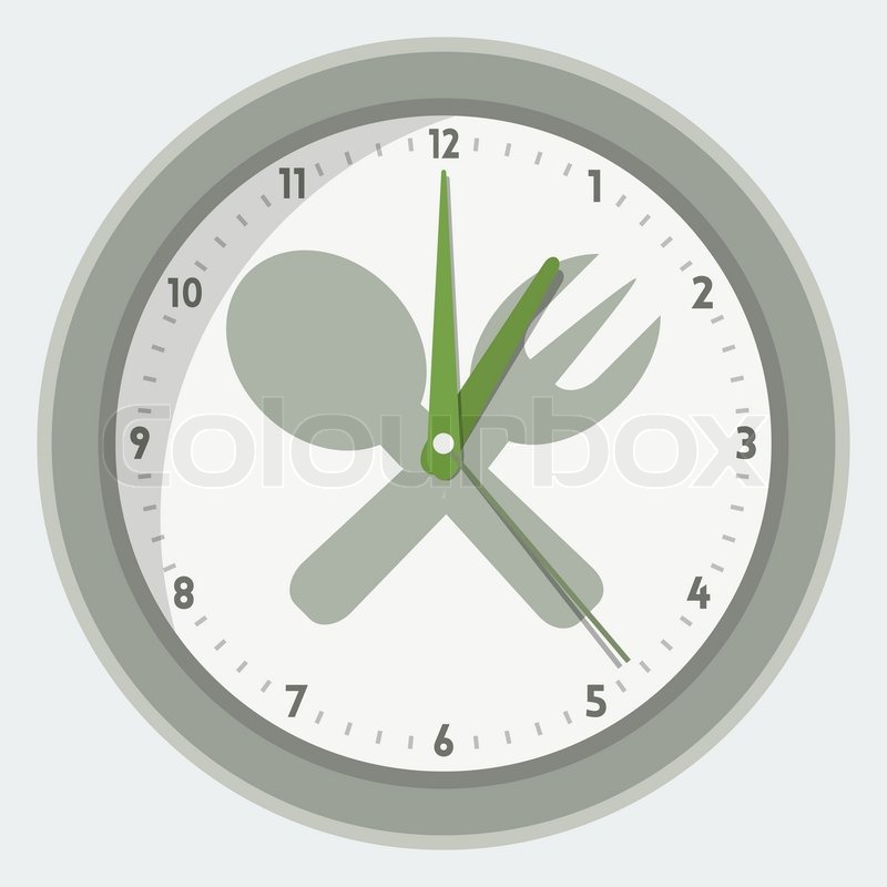 Vector isolated clock - lunch time ... | Stock vector | Colourbox