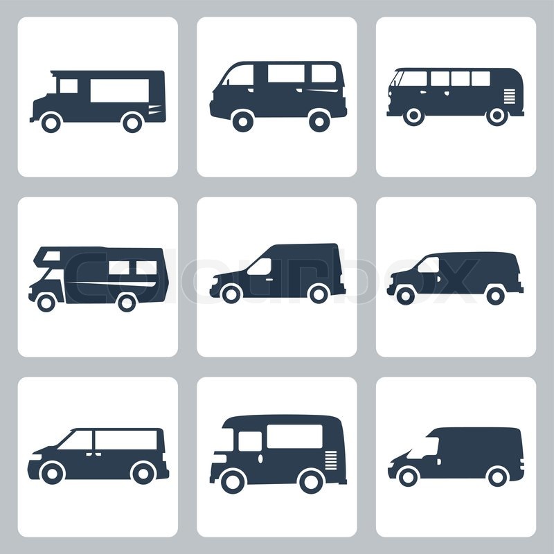 Vector vans side view icons set | Stock vector | Colourbox