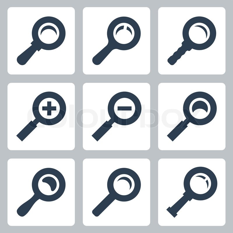 Vector isoliert Lupe Glas Icons Set : ... | Stock-Vektor | Colourbox