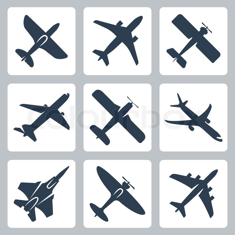Vector isoliert Flugzeug Icons | Vektorgrafik | Colourbox