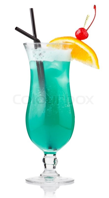 Turquoise alcohol cocktail with berries ... | Stock image | Colourbox