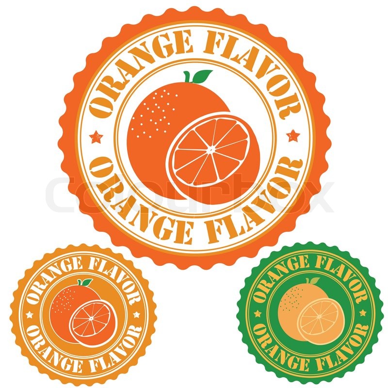 Orange flavor set of rubber stamps, ... | Stock vector | Colourbox