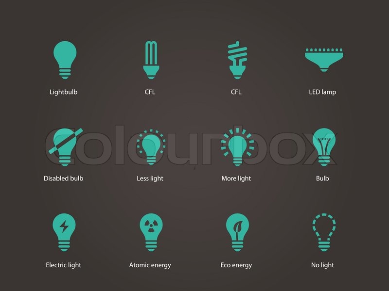 Light bulb and CFL lamp icons. Vector ... | Stock vector | Colourbox