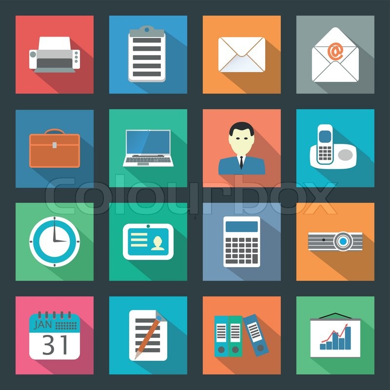 Office flat icons vector graphic ... | Stock vector | Colourbox