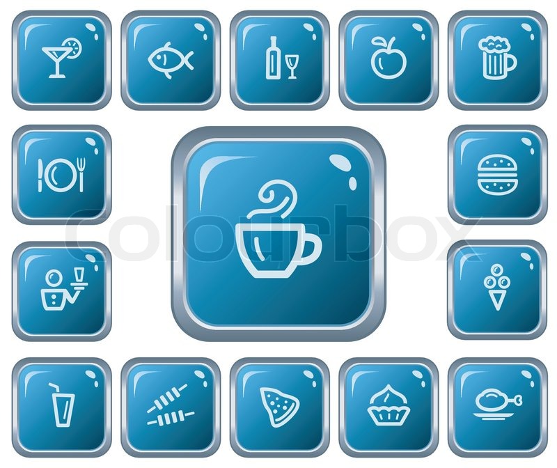 Food and drink button set | Stock vector | Colourbox