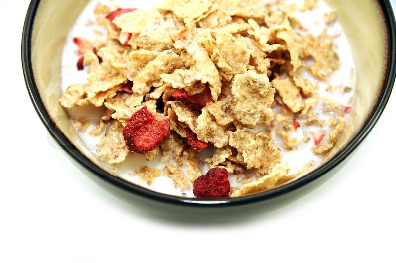 Fresh Corn Flakes with Strawberries in ... | Stock image | Colourbox