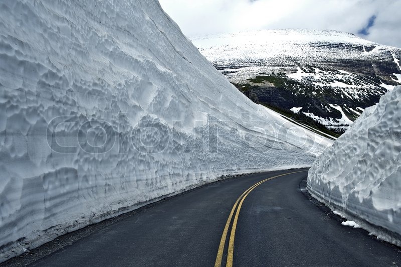 Road Thru Snow - Huge Snowfields on ... | Stock image | Colourbox