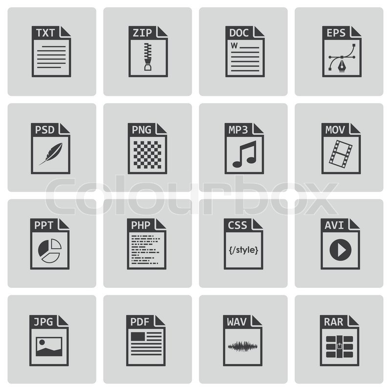 Vector schwarz -Dateityp -Icons Set | Stock-Vektor | Colourbox