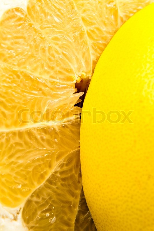 Ripe yellow grapefruit , macro shot , ... | Stock image | Colourbox