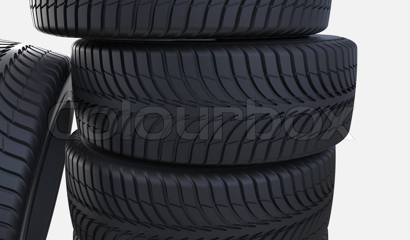 Tire high resolution on a white ... | Stock image | Colourbox