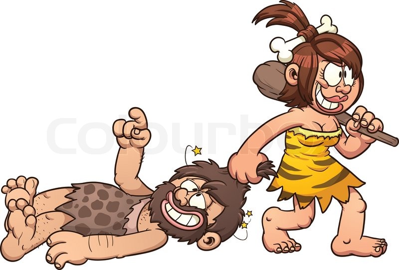 Cave Woman Dragging A Caveman Clip Stock Vector Colourbox