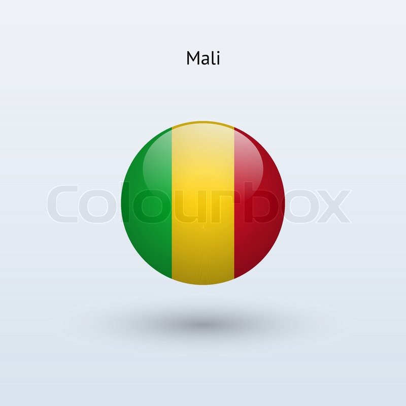 Mali round flag on gray background. ... | Stock vector | Colourbox