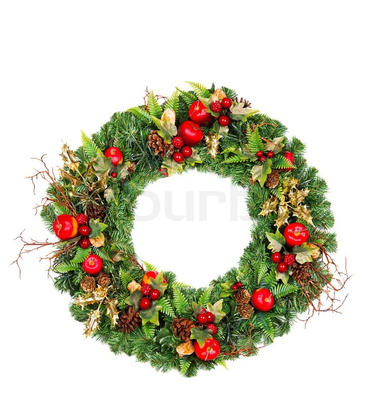 Weihnachtskranz mit roten und goldenen ... | Stock Bild | Colourbox