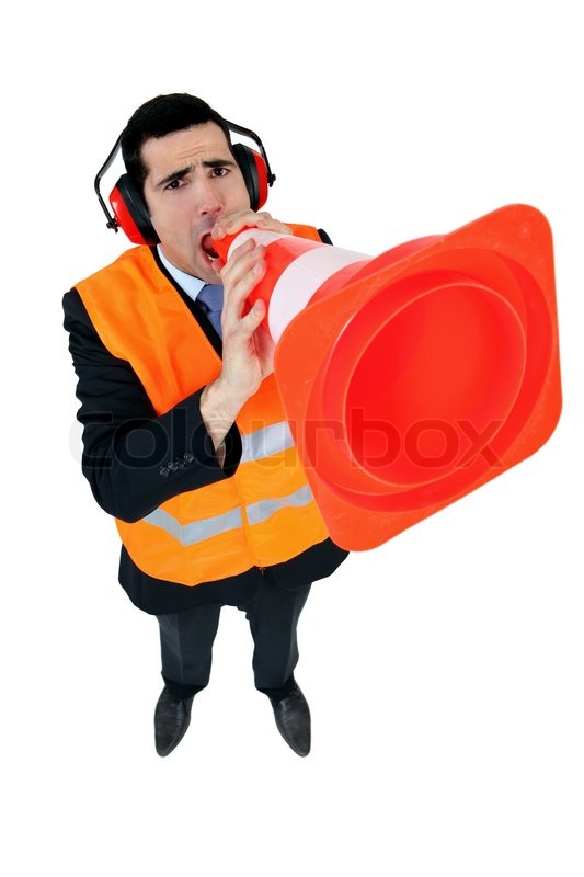 Man Using A Traffic Cone Stock Image Colourbox