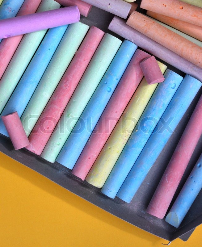 Close up of multicolored chalk sticks ... | Stock image | Colourbox
