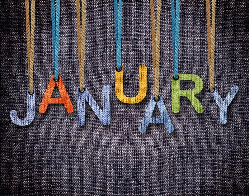 January letters hanging strings with ... | Stock image | Colourbox