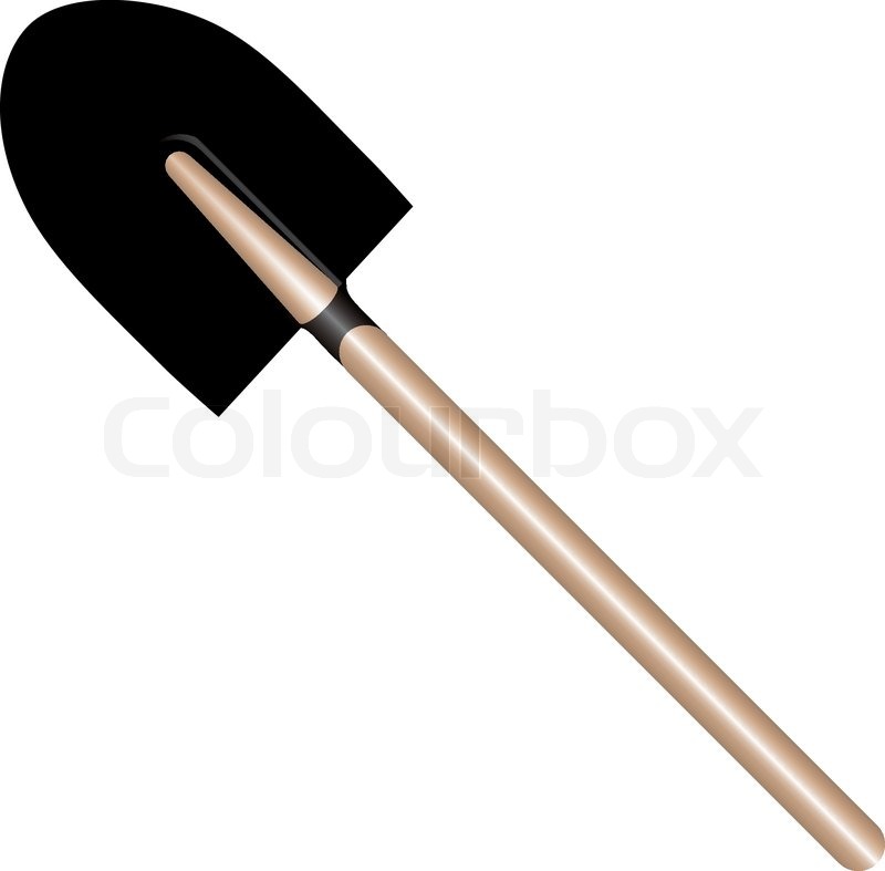 Garden spade with a wooden handle. ... | Stock vector | Colourbox