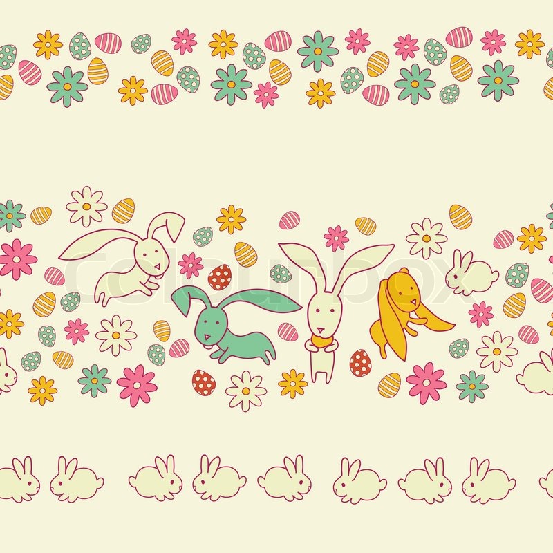 Seamless spring border with easter ... | Stock vector | Colourbox