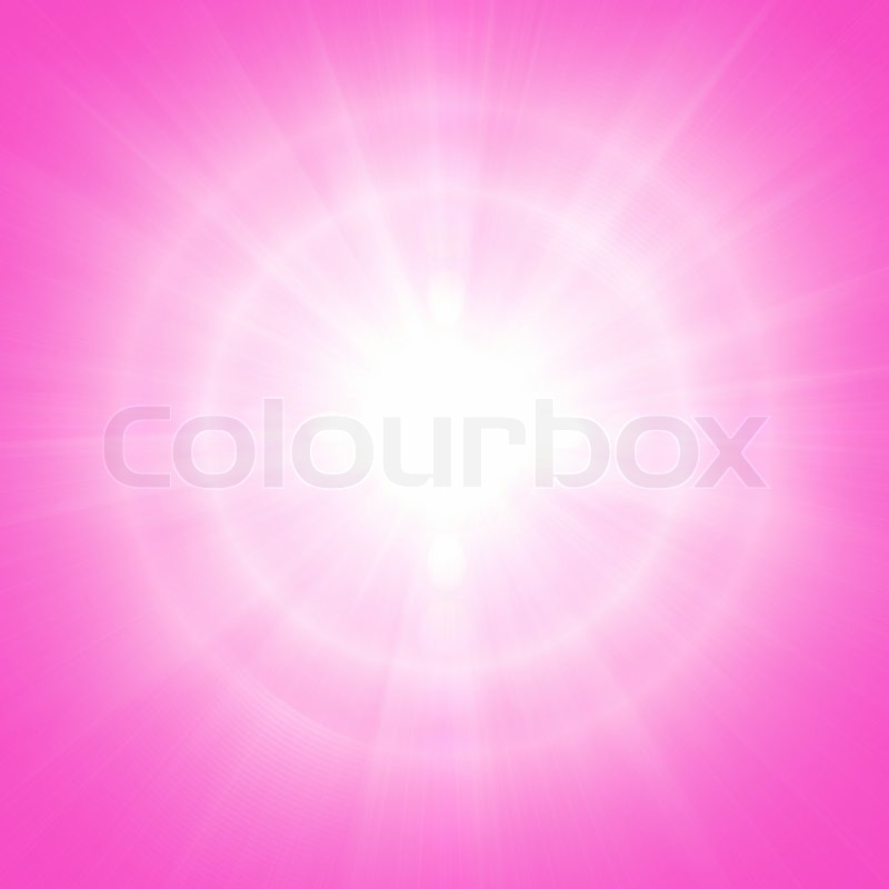 Pink sky with glaring sun. Square crop ... | Stock image | Colourbox