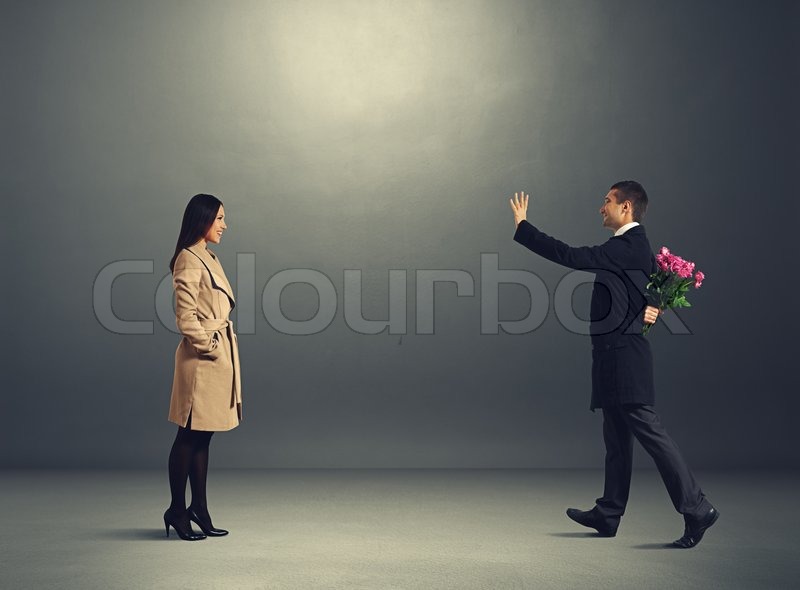 Happy couple going to meet each other ... | Stock image | Colourbox