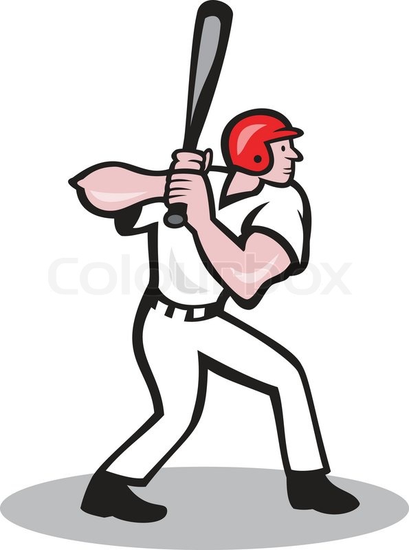 Baseball Spieler batting Side Cartoon | Stock-Vektor | Colourbox