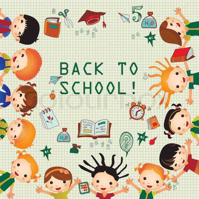 Cute cartoon kids frame. School ... | Stock vector | Colourbox