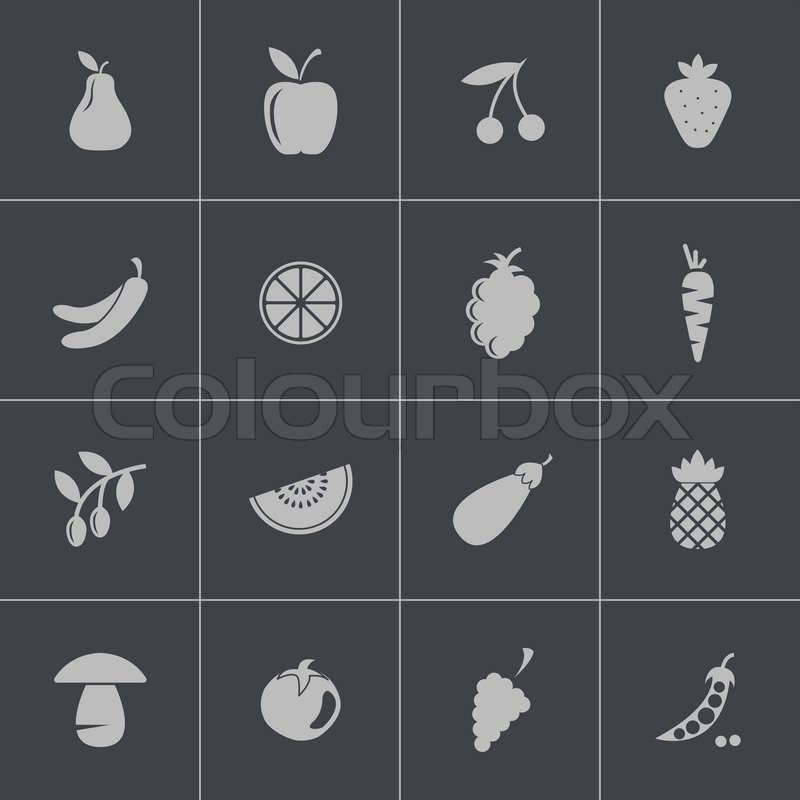 Vektor schwarz-Obst und Gemüse-Icons ... | Stock-Vektor | Colourbox