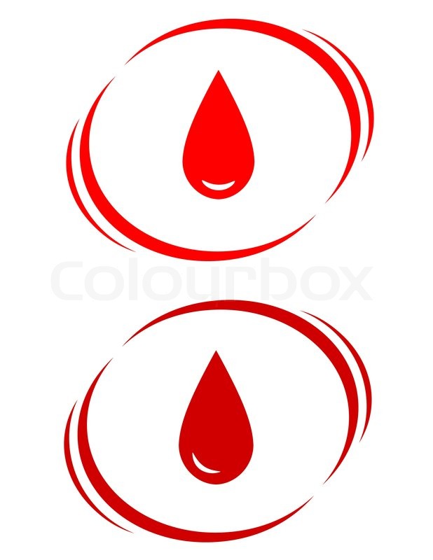 Two red blood drops in frame on white | Stock vector | Colourbox