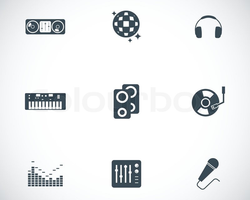 Vector black dj icons set | Stock vector | Colourbox
