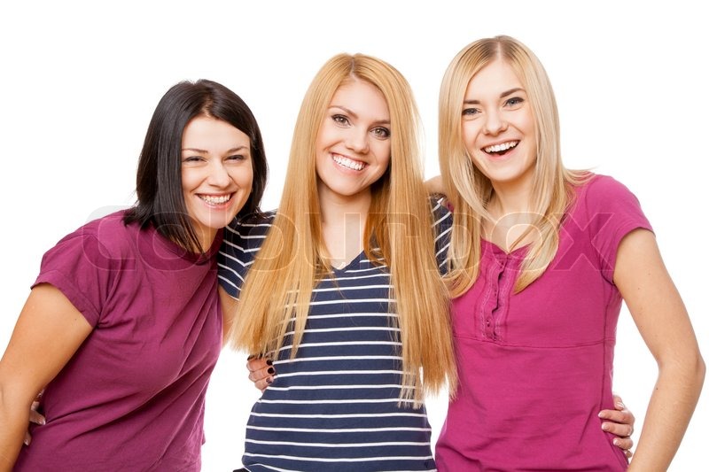 Cheerful young group isolated on white ... | Stock image | Colourbox