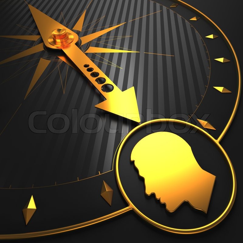 Profile of Human Head - Golden Compass ... | Stock image | Colourbox