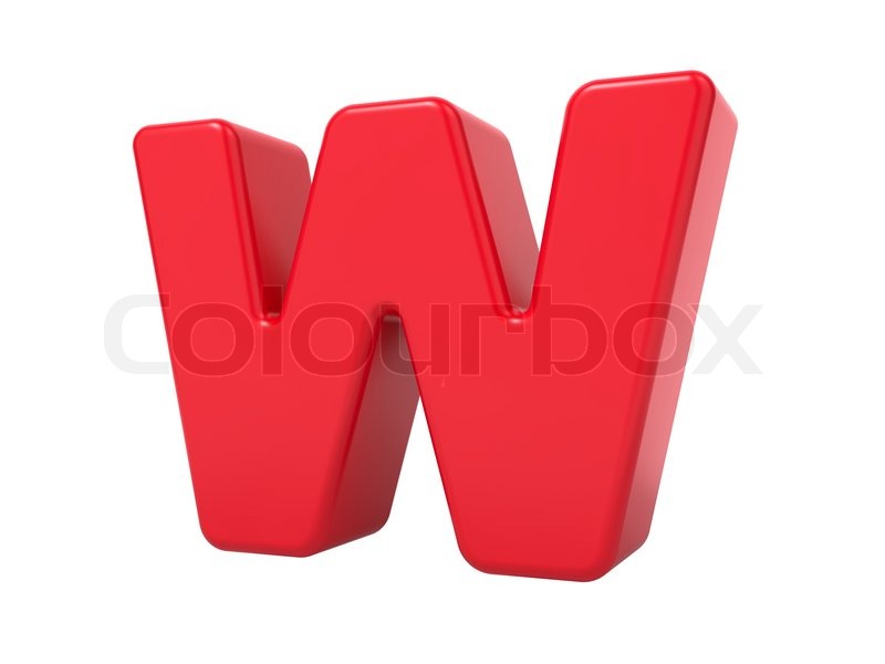 Red 3D Plastic Letter W Isolated on ... | Stock image | Colourbox