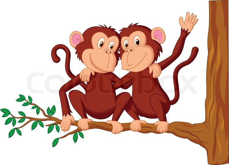 Vector illustration of Two monkeys ... | Stock vector | Colourbox
