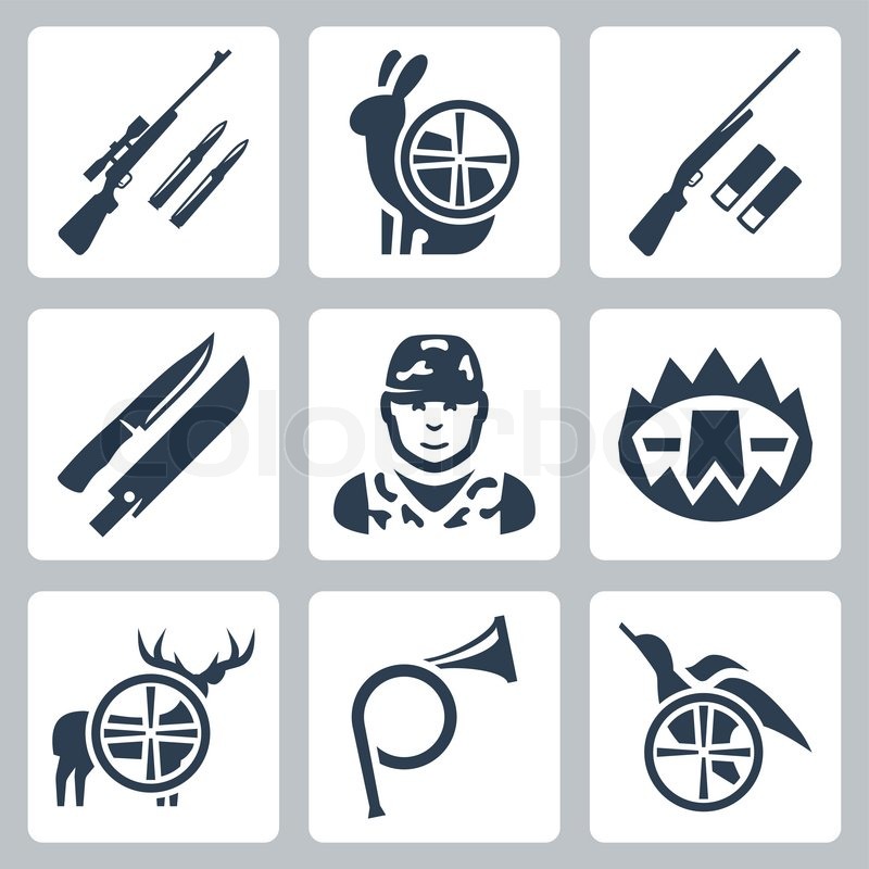 Vector hunting icons set: sniper ... | Stock vector | Colourbox