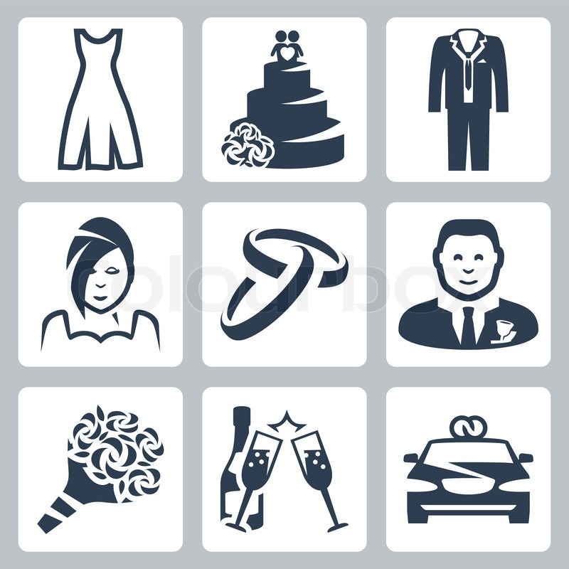 Vector isolated wedding icons set | Stock vector | Colourbox
