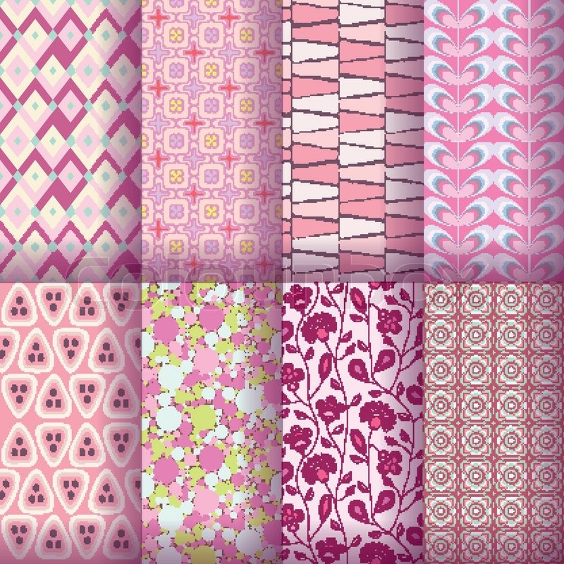 Rosa nahtlose Muster-Sammlung | Stock-Vektor | Colourbox