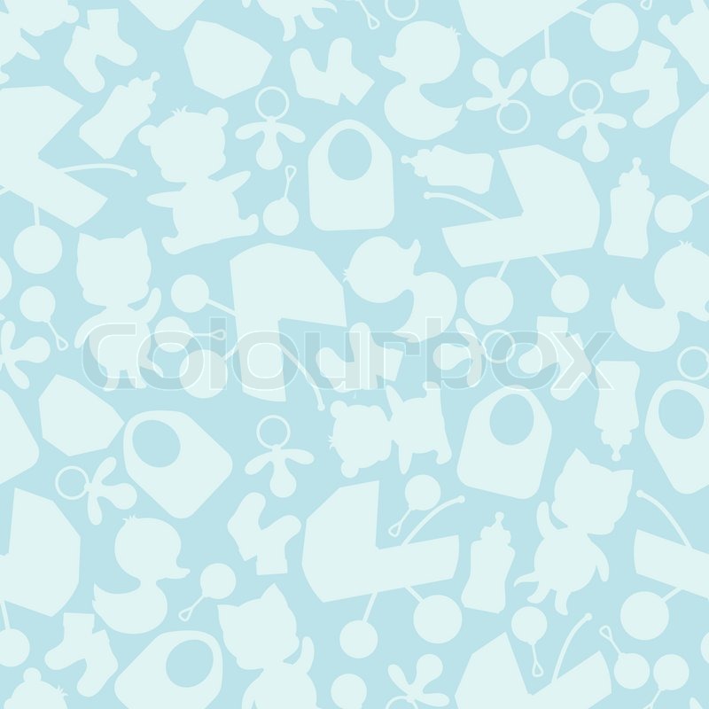 Boy baby shower seamless pattern. | Stock vector | Colourbox