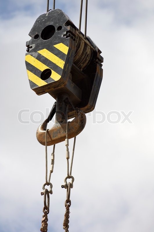 Forefront of the double hook of a crane ... | Stock image | Colourbox