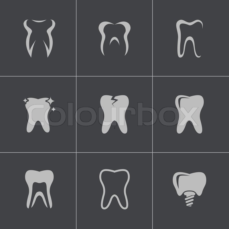 Vector black teeth icons set | Stock vector | Colourbox