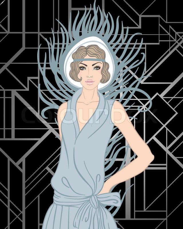 Flapper girl: Retro party invitation design. Vector illustration ...